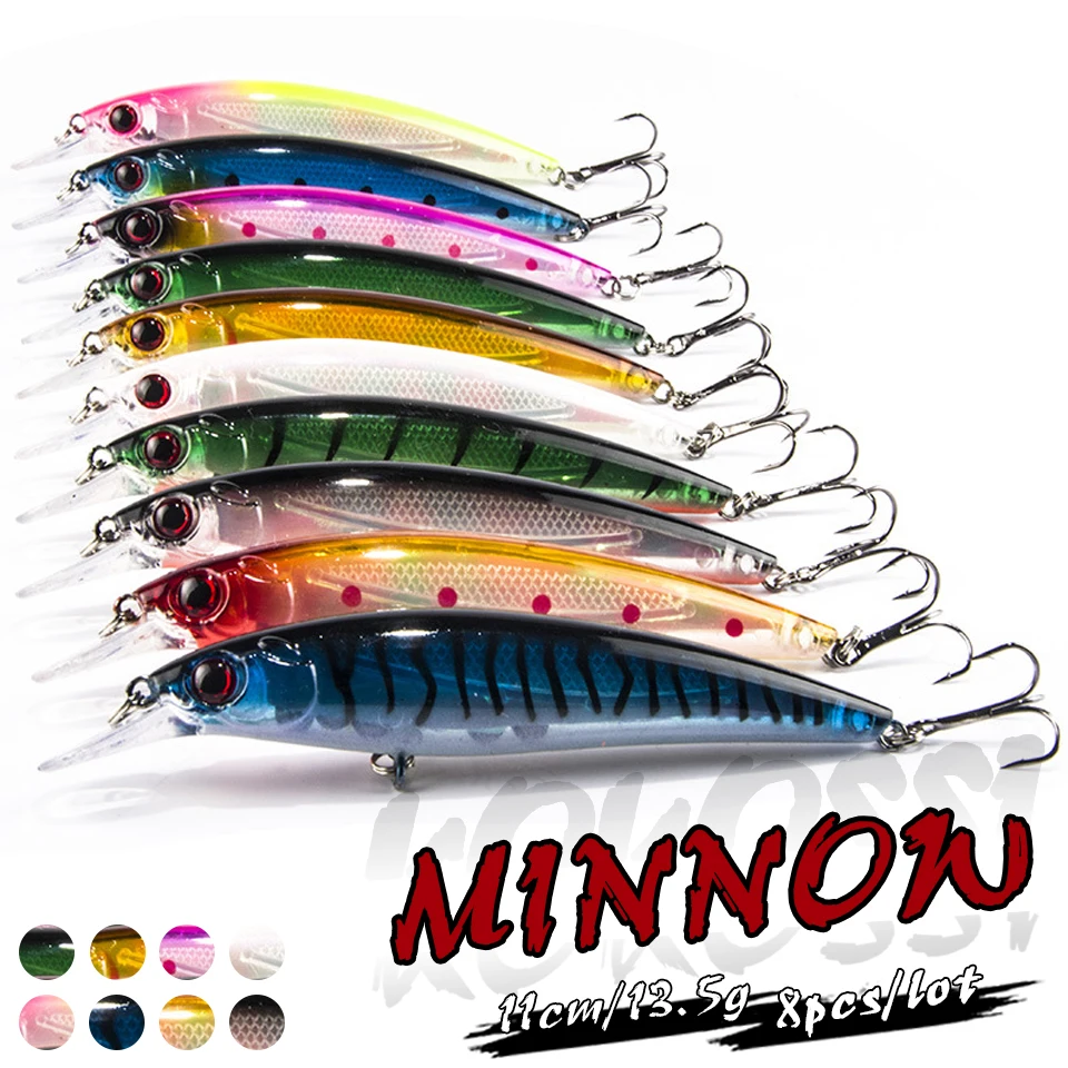 8PCS/Lot 11cm 13.5g Fishing Lures Classic Style Minnow Fishing Bait Fishing Tackle Free Shipping ...
