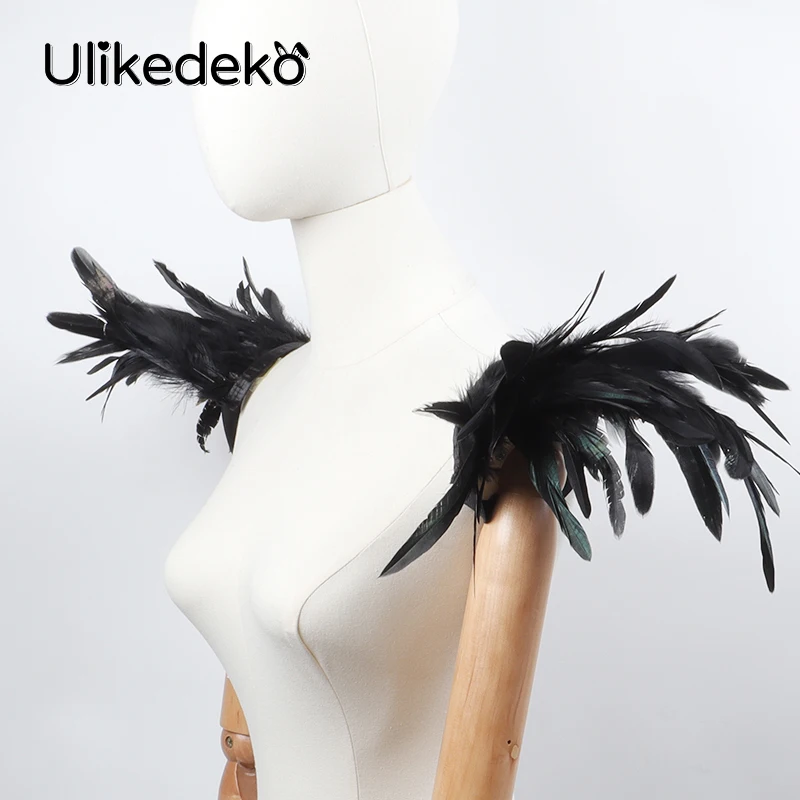 Gothic Feather Shawl Shrugs Bolero Feather Shoulder Wrap Cape Wedding ...