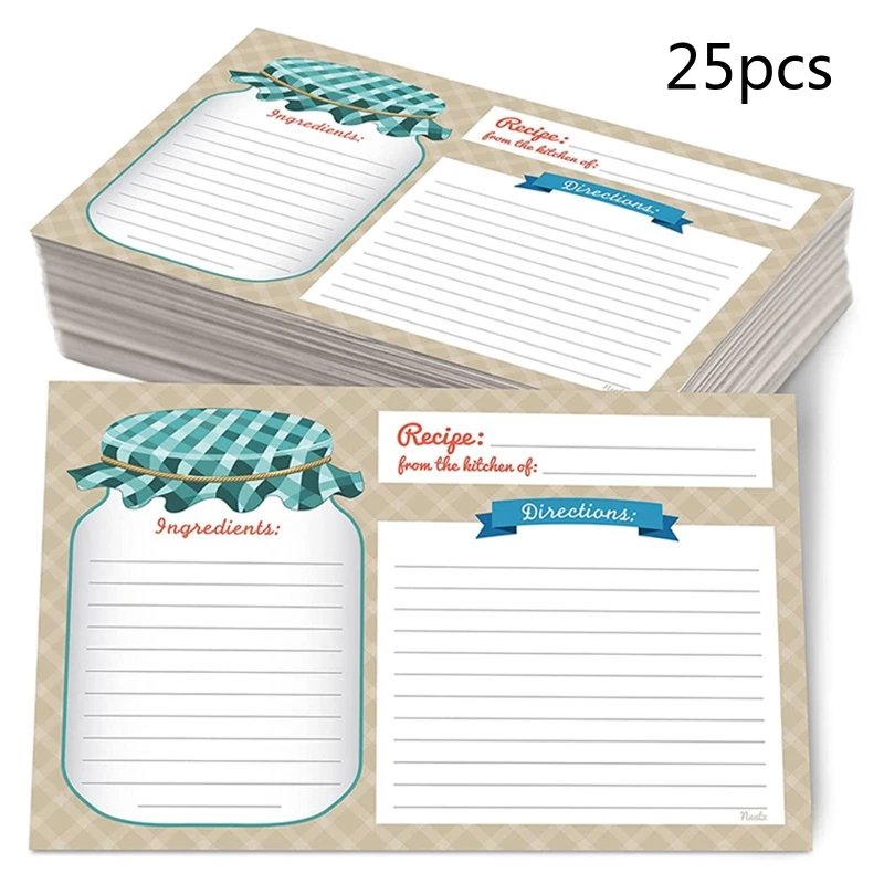 25Pcs Kitchen Recipe Cards Double Sided Blank Handwriting Message Card ...