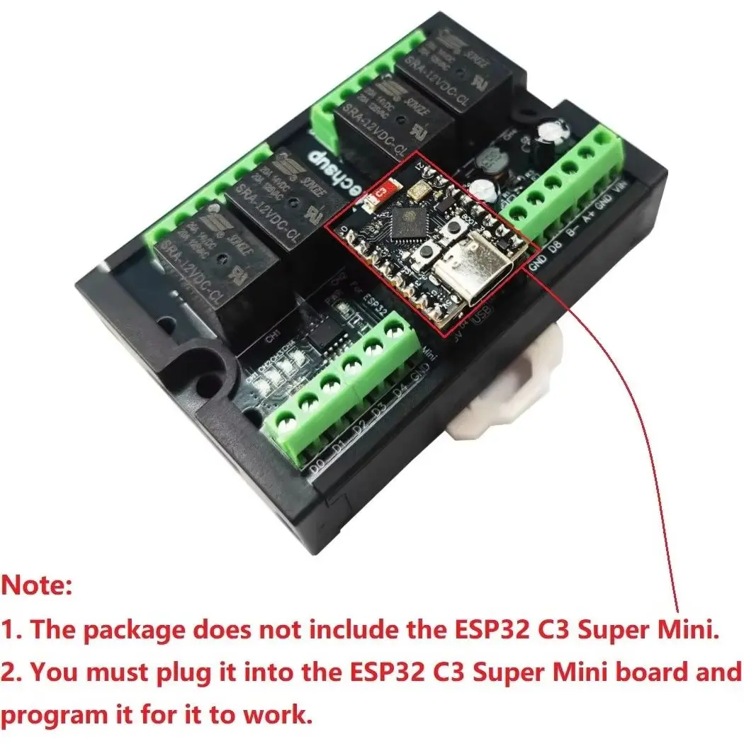 Módulo de expansión de relé ESP32 C3 Super Mini RS485 RISC-V SOC Wi-Fi ...