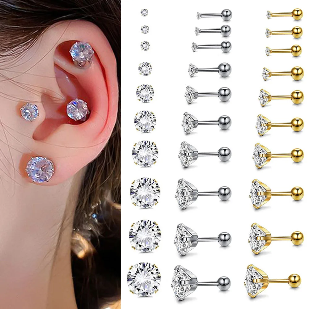 1-pz-acciaio-chirurgico-placcato-oro-argento-zircone-orecchio-cartilagine-Tragus-Helix-per-uomo ...