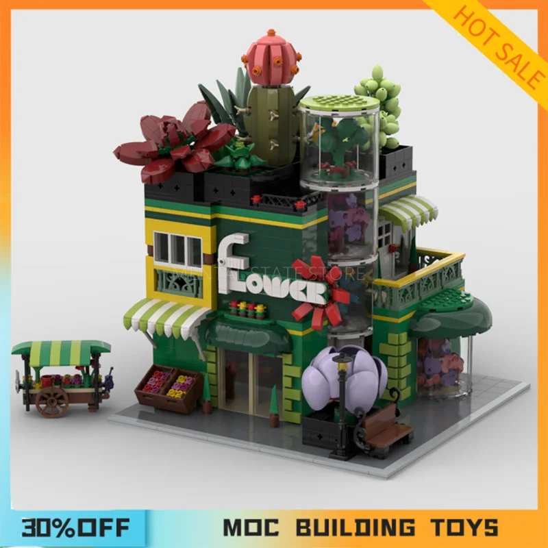 1835PCS-Customized-MOC-Flower-store-Display-for-set-Building-Blocks ...