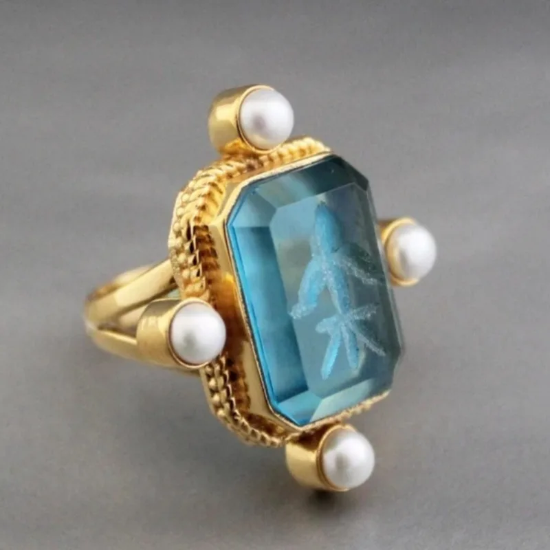Blue Crystal Ring, Vintage Antique Jewelry, Dainty Ring, Bridesmaid ...