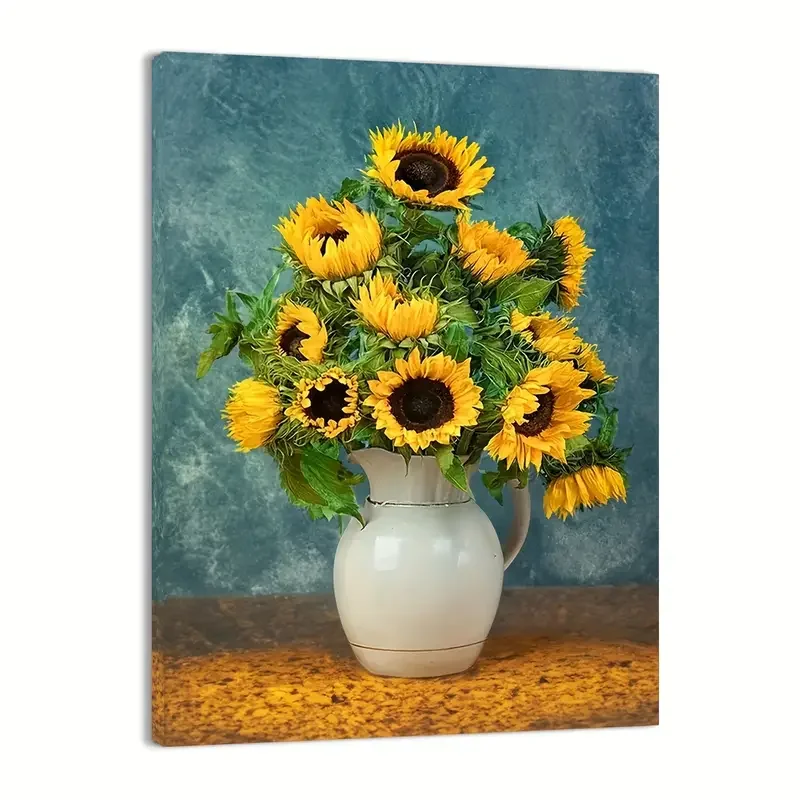 Lienzo-de-lino-s-lido-sin-marco-Color-de-fondo-oce-nico-girasol-jarr-n ...