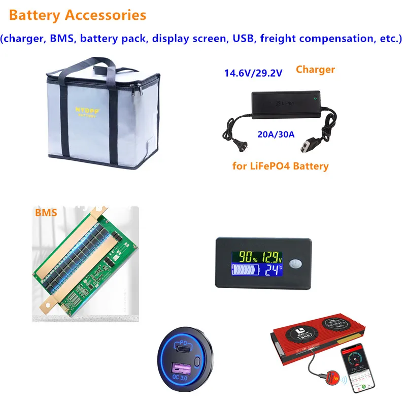 Battery-accessories-Charger-BMS-battery-pack-display-screen-USB-freight ...