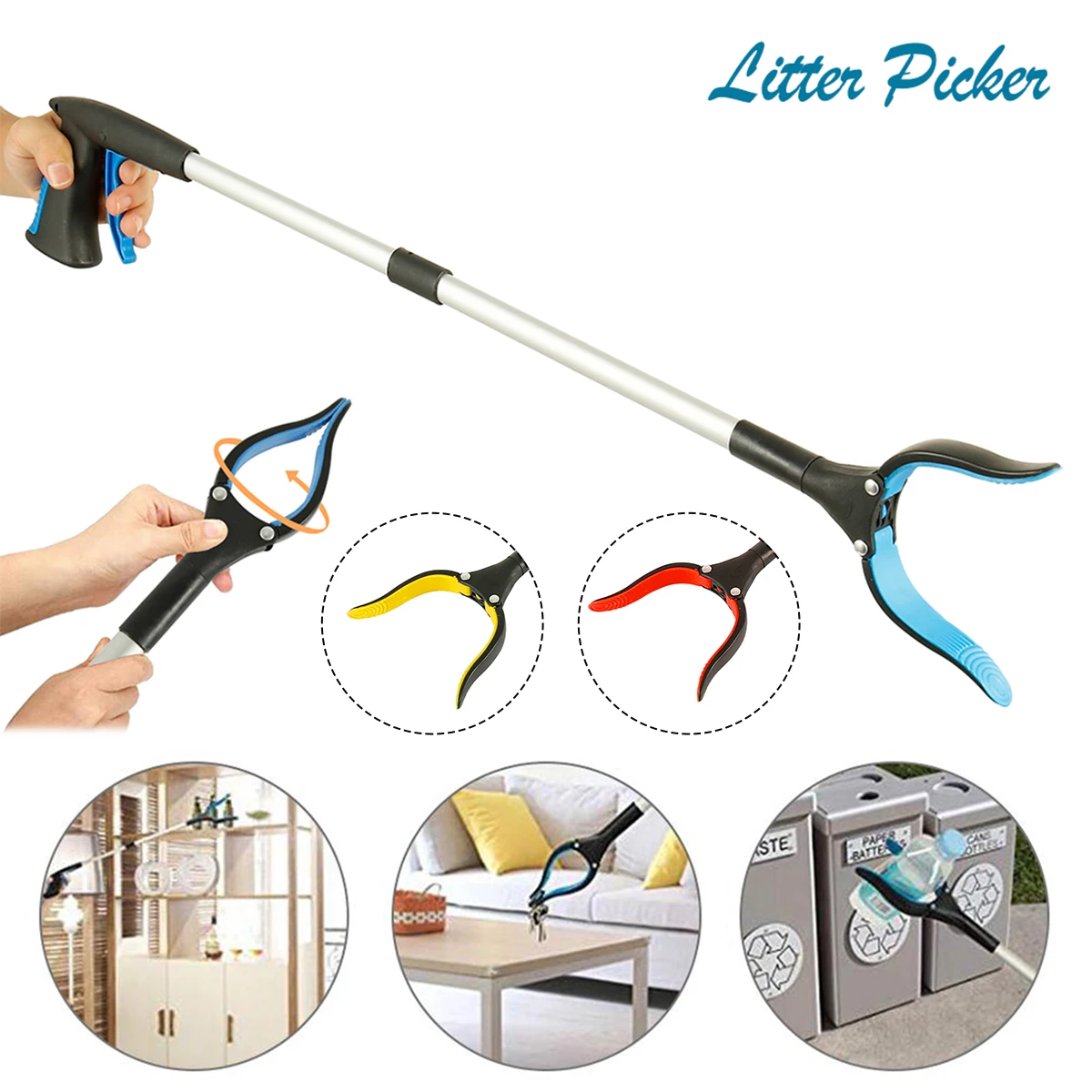 1PC Litter Picker Foldable Gripper Portable Extendable Grabber Reacher ...