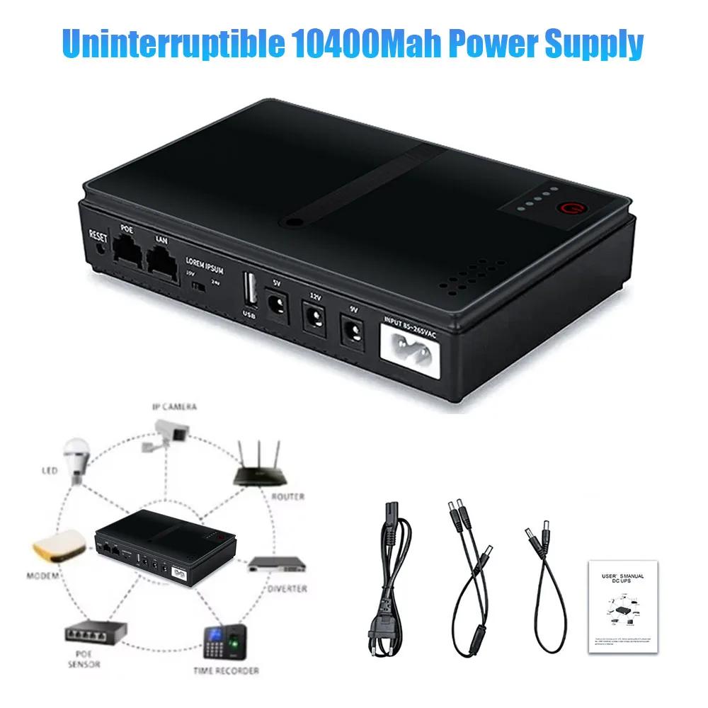 AC85-265V-DC1018P-Mini-UPS-Router-Optical-Cat-Adapter-Uninterruptible ...