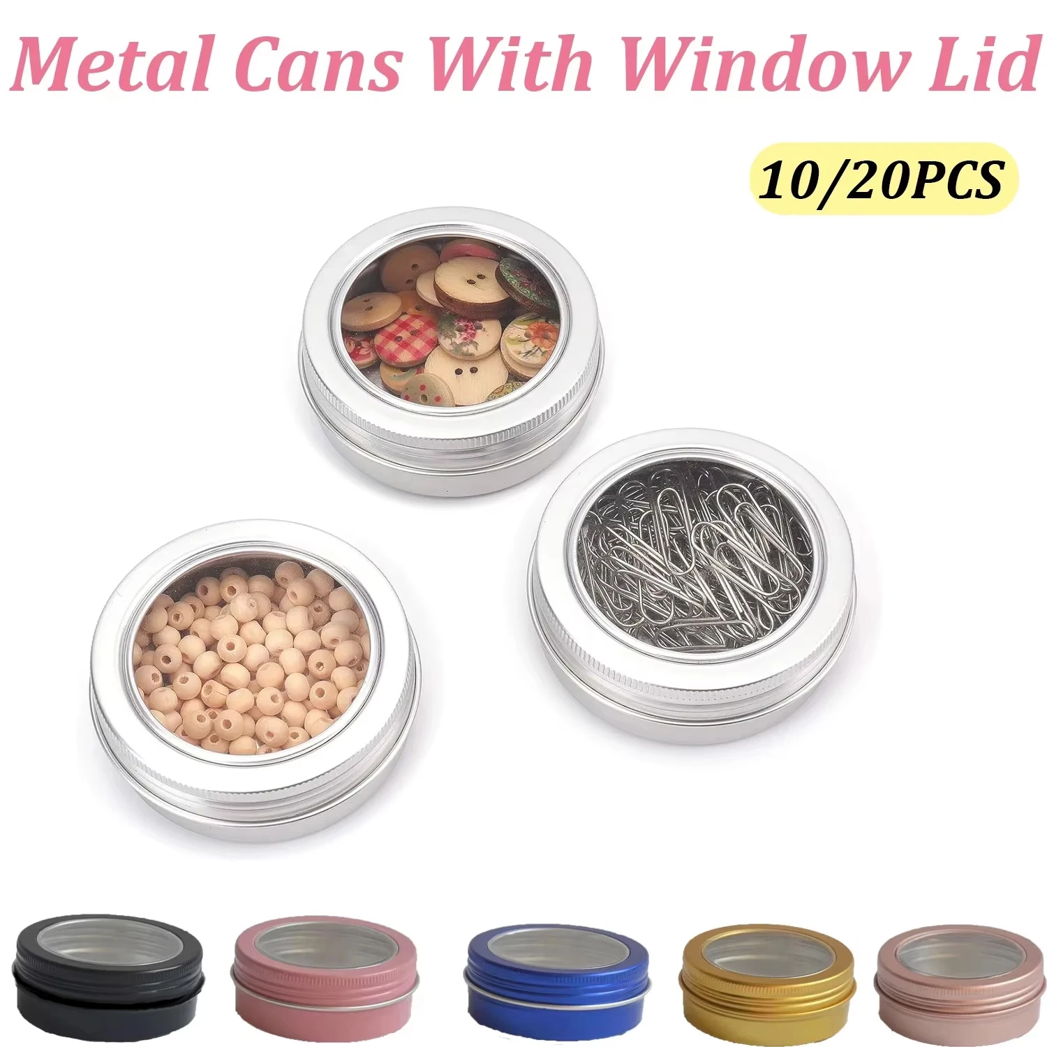 10/20PCS 60ML Round Aluminum Tins Screw Lid Containers with Clear ...