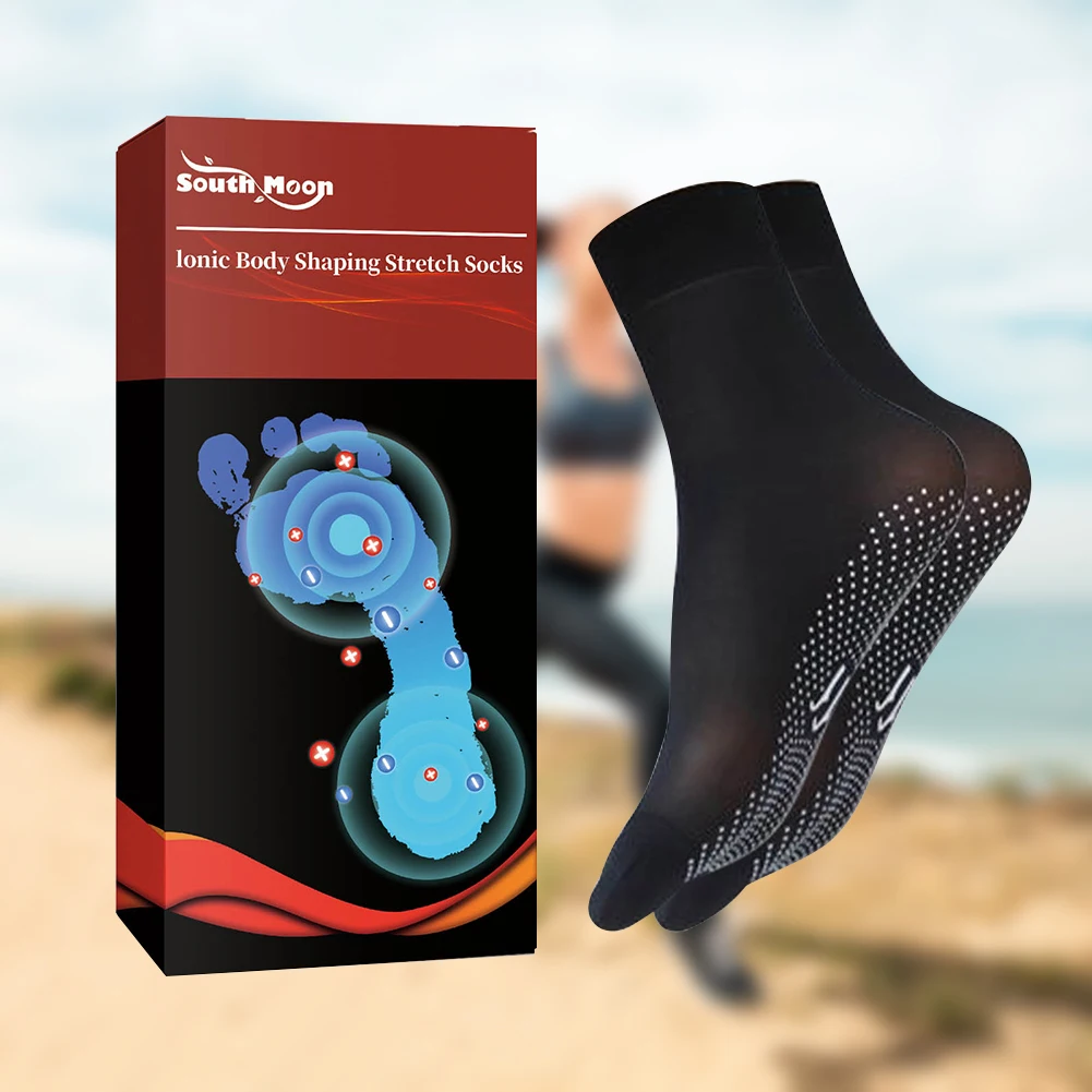 Tourmaline-Ionic-Body-Shaping-Stretch-Socks-Blood-Circulation-Massage-Sock-Foot-wear-Sweat ...