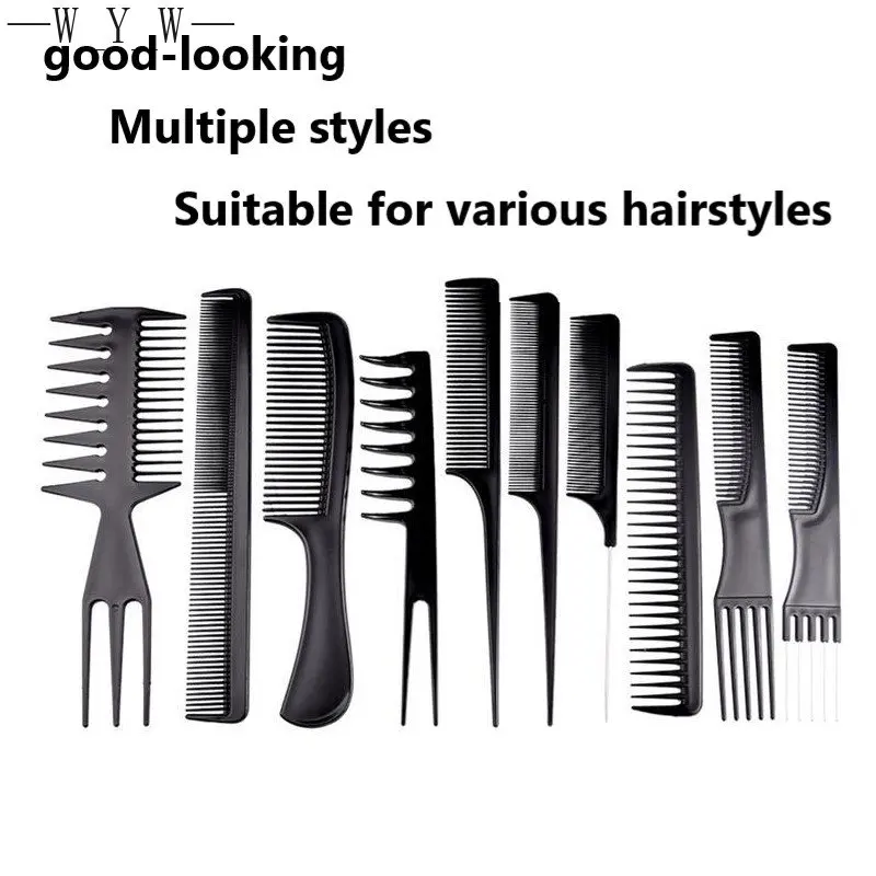 10 Pcs/Set Professional Hair Brush Comb Salon Barber Anti-static Hair ...