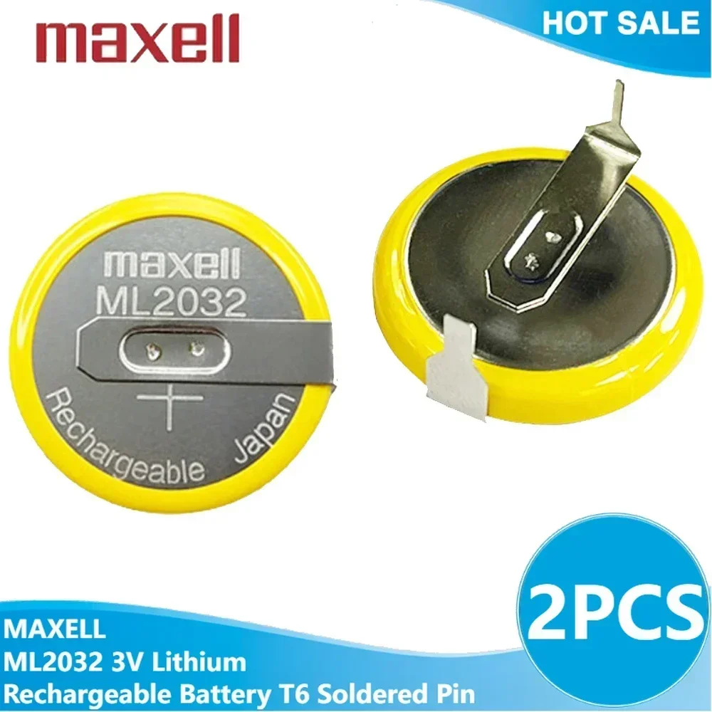 2PCS-Original-ML2032-3V-Lithium-Rechargeable-Battery-T6-Soldered-Pin ...