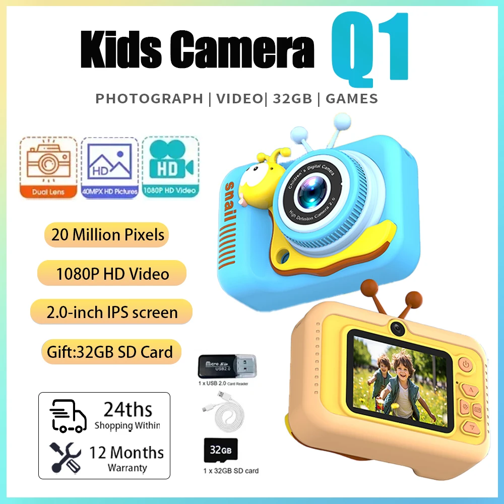 TONLISH-Snail-Children-Camera-Cartoon-Case-Mini-Digital-Camera-Toy-HD ...