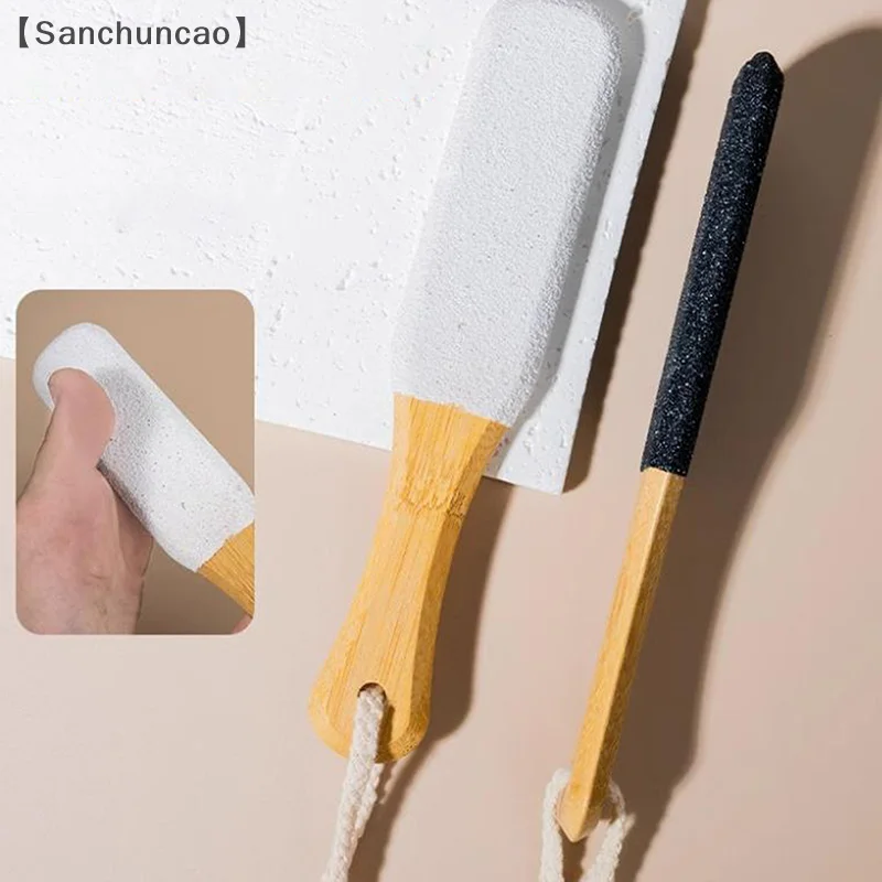 〔San〕Bamboo Handle Foot File 360° Natural Pumice Stone Exfoliator ...