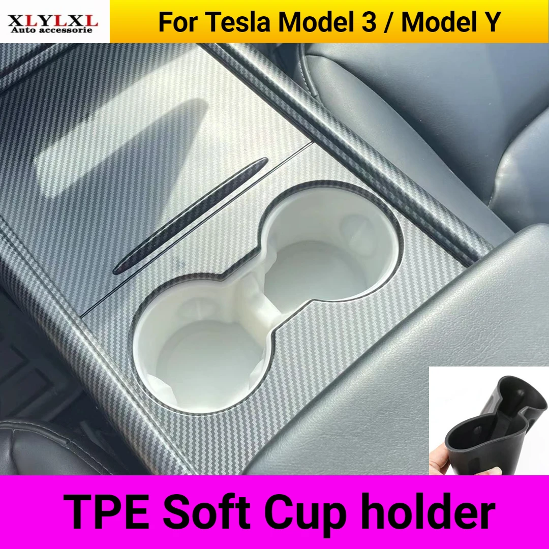 TPE-soft-Cup-holder-for-Tesla-Model-3-Water-cup-base-for-Tesla-Model-Y ...