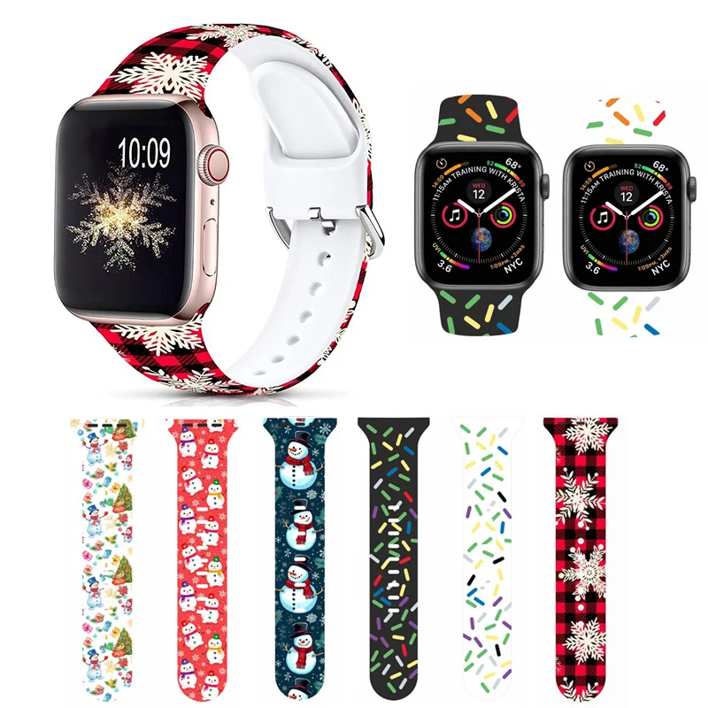 Silicone-Printed-Pattern-Watch-Strap-for-Apple-Watch-3-4-5-6-SE-7-8 ...