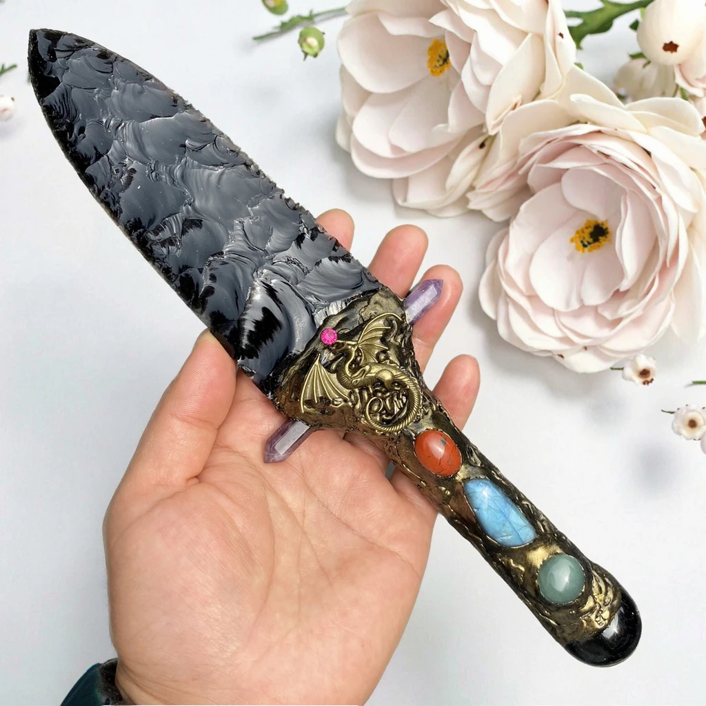 Unit One Piece Handmade Natural Black Obsidian Crystal Gemstone Witch ...
