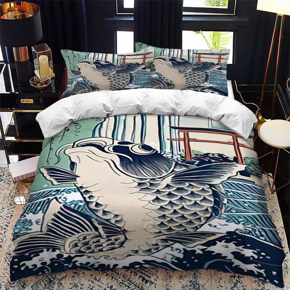 Wave-Pattern-Polyester-Bedding-Set-Fuji-Mountain-Exotic-Style-Japanese ...