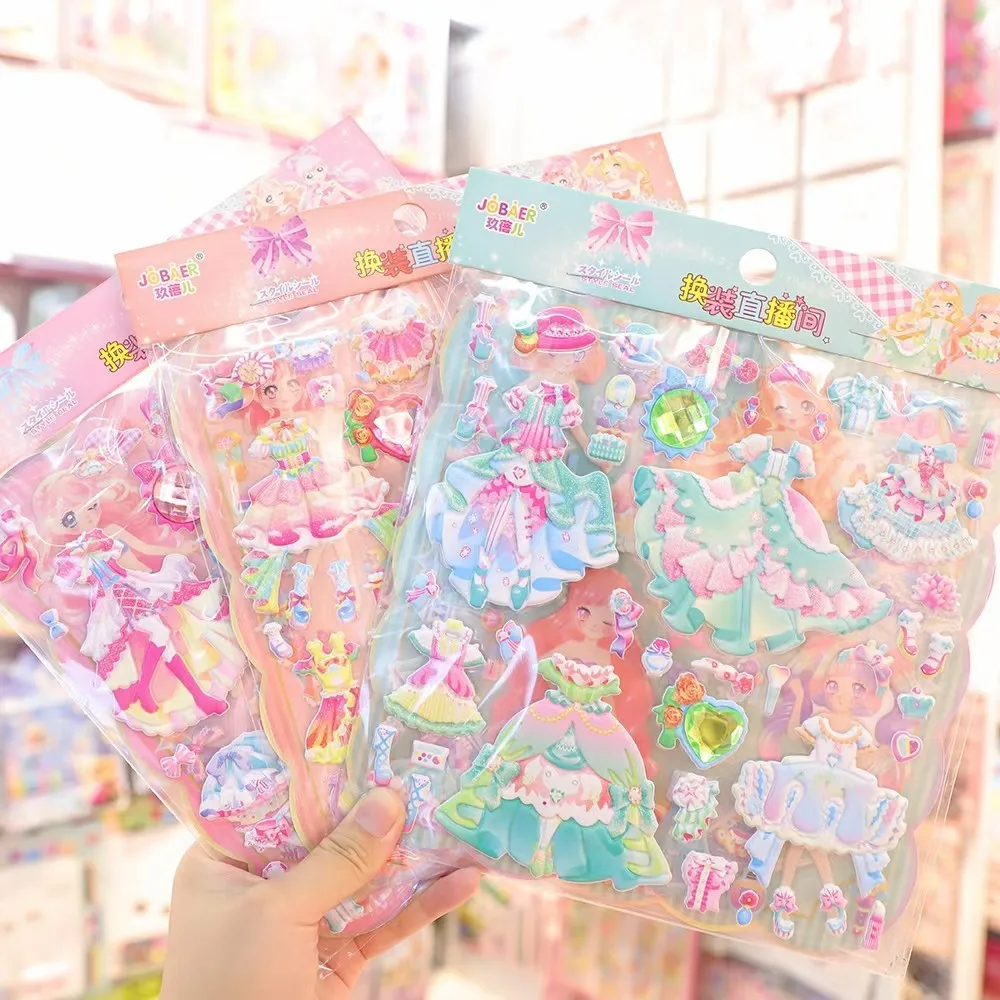 1 Sheets 3D Puffy Cute Stickers for Kids, Princess Doll Dress Up Girl ...