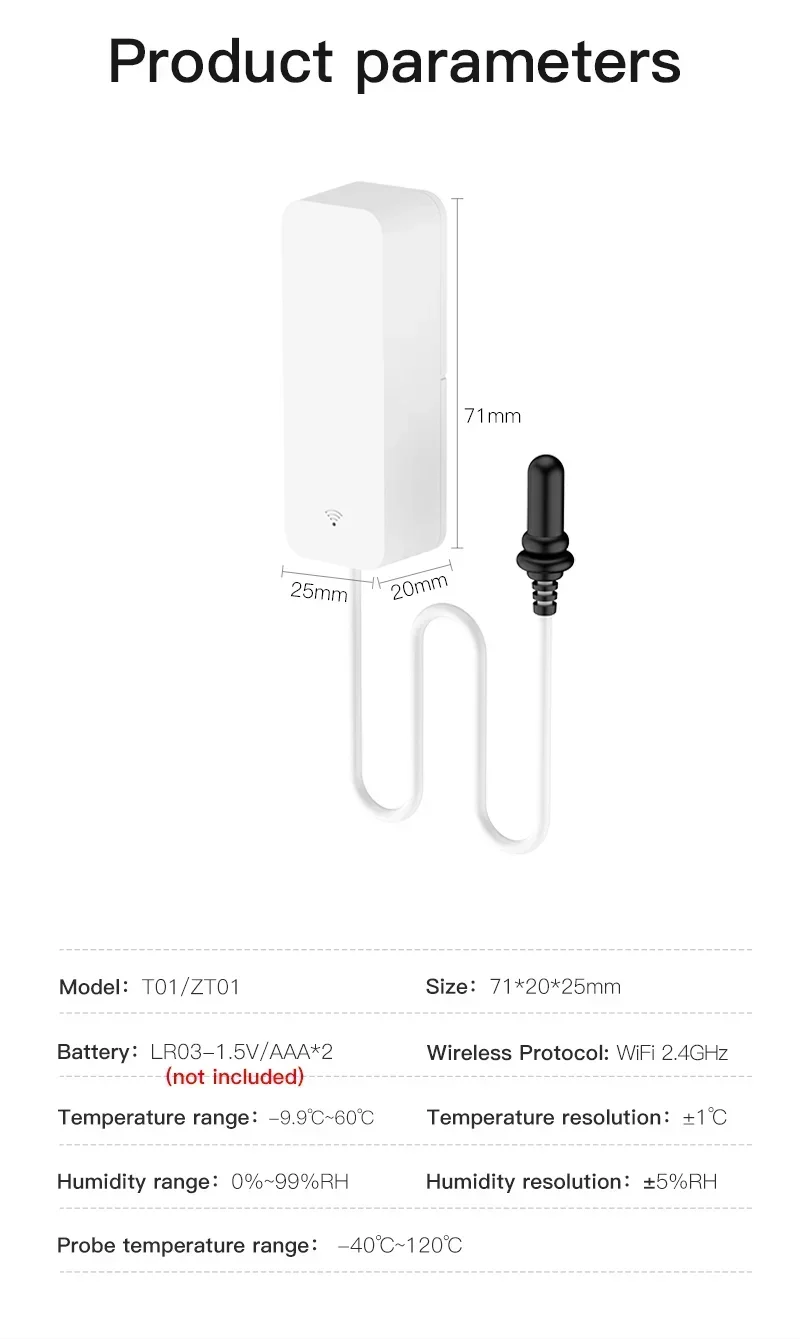 Tuya WiFi Temperature Humidity Sensor With External Probe for Smart ...