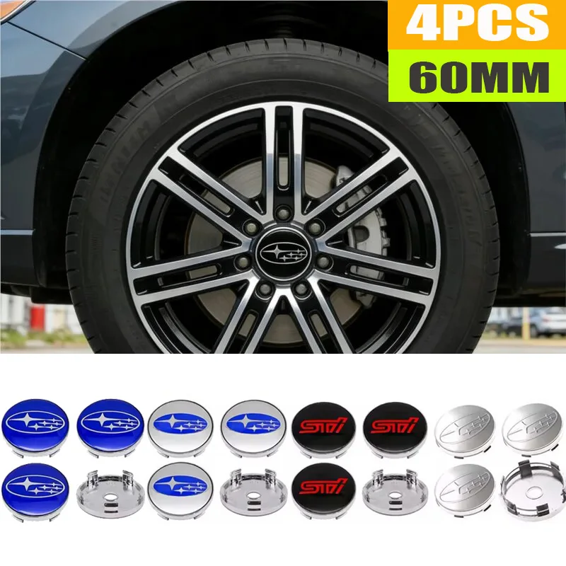4PCS 60mm Car Wheel Center Covers Hub Badge Caps for Subaru WRX BRZ DRL ...