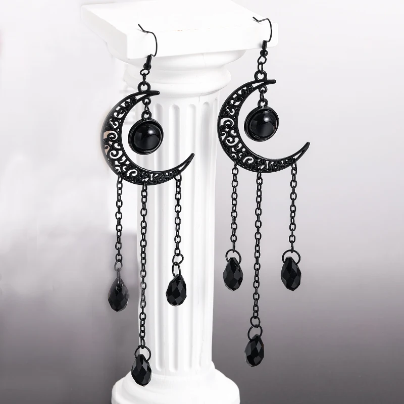 Vintage Gothic Vampire Witch Black Moon Earrings for Women 2023 New ...