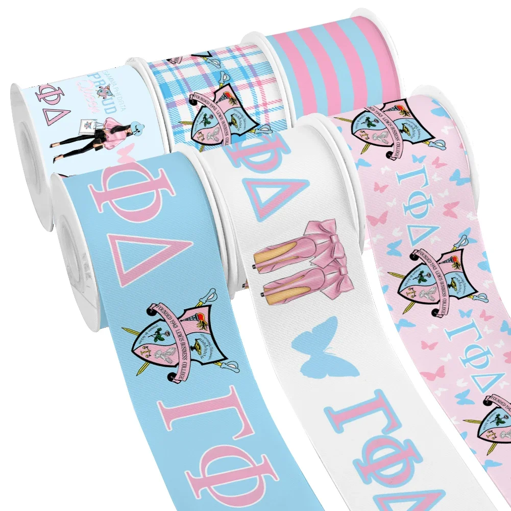 Gamma-Phi-Delta-Sorority-Pink-Blue-Grosgrain-Ribbon-Satin-Ribbon-For ...
