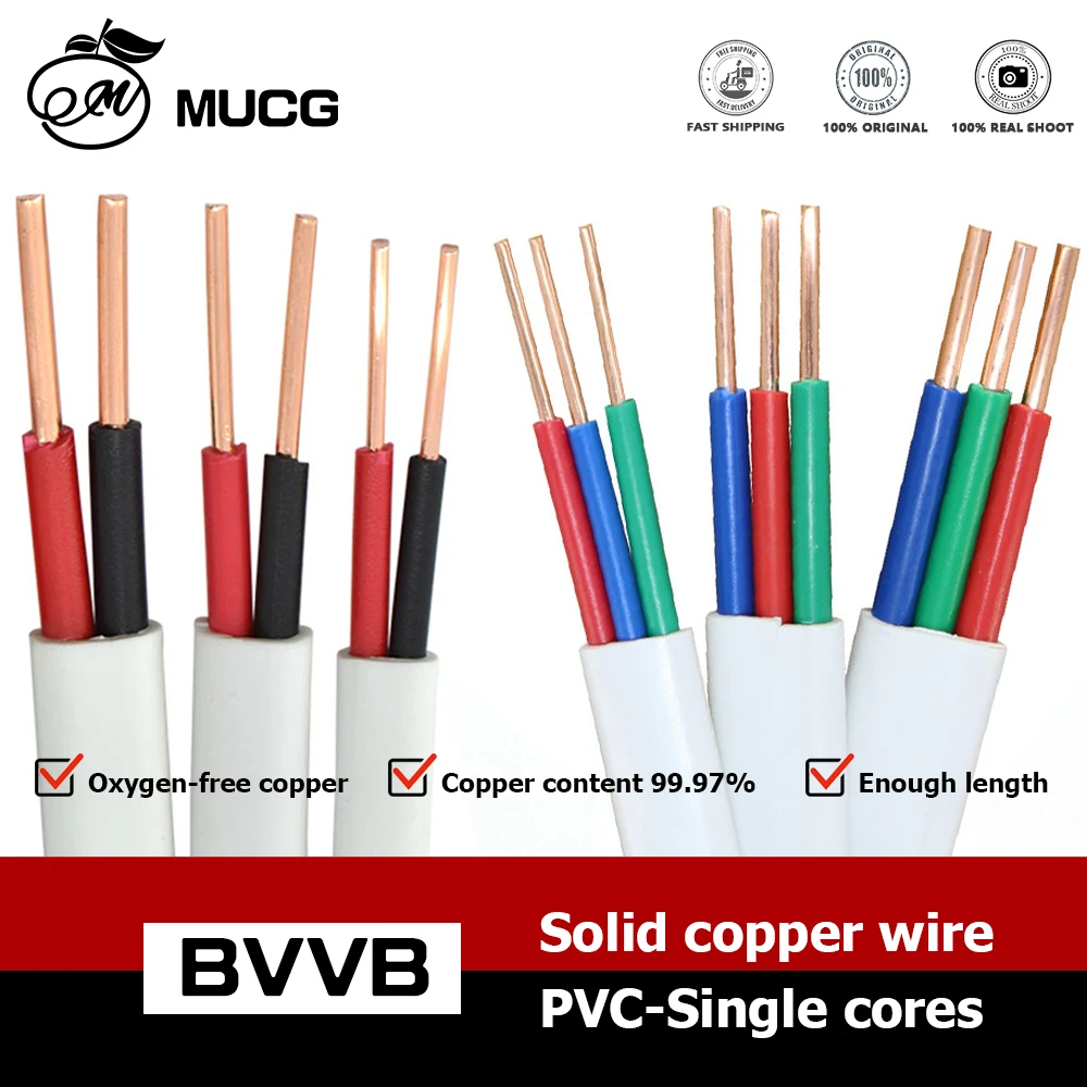 2Core-3Core-Flat-Sheath-Cable-Solid-Copper-Wire-Black-and-Red-Electric ...
