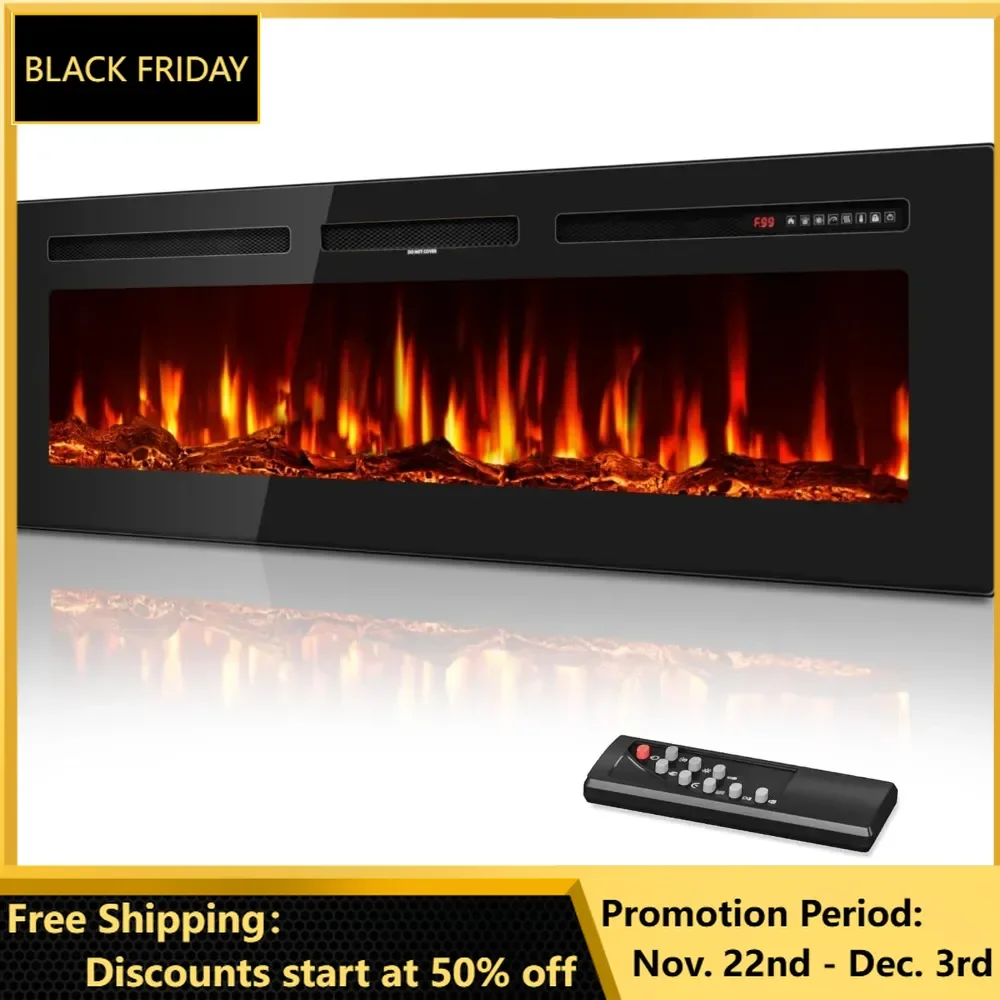 60-Electric-Fireplace-Ultra-Thin-Fire-Place-Heater-Aesthetic-Design ...