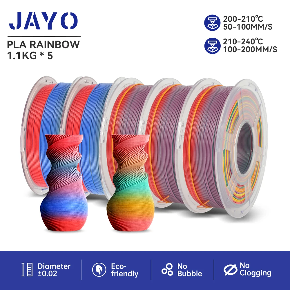 JAYO-PLA-Rainbow-SILK-Rainbow-3D-Filament-5-5KG-PLA-1-75mm-Neatly-Wound ...