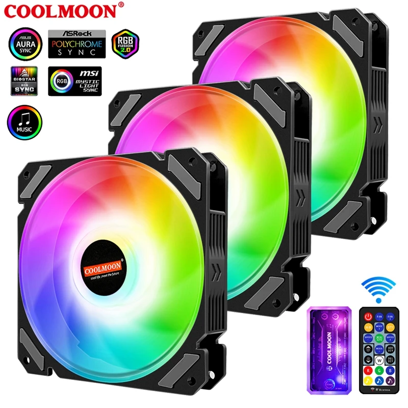 Coolmoon-120mm-PWM-4PIN-Cooling-Fan-5V-3PIN-ARGB-RGB-6Pin-for-Computer ...