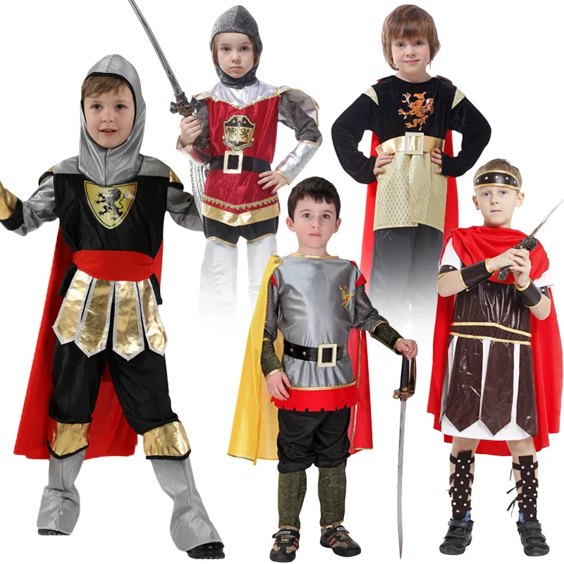 Halloween-Kids-Boys-Royal-Warrior-Knight-Costumes-Soldier-Children ...