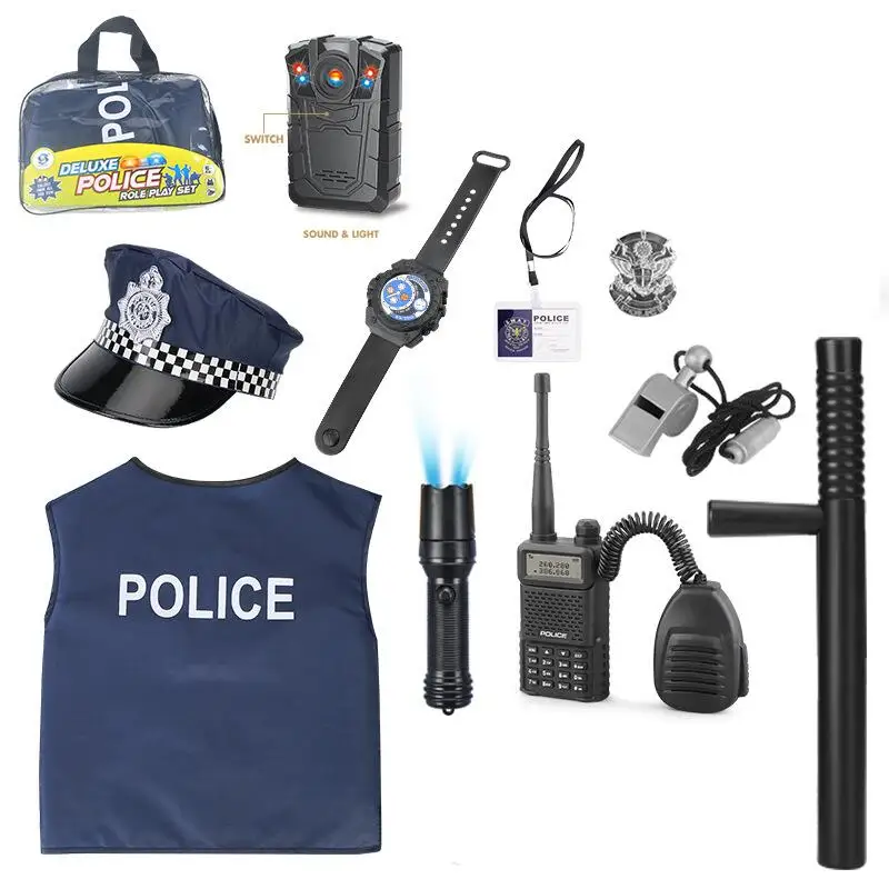 Police-Cosplay-Costumes-for-Kids-Police-Toys-Policeman-Compass-Whistle ...