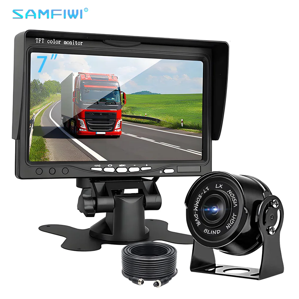 7" 2CH Split Screen Vehicle Monitor AHD Backup Camera Rear View Camera ...