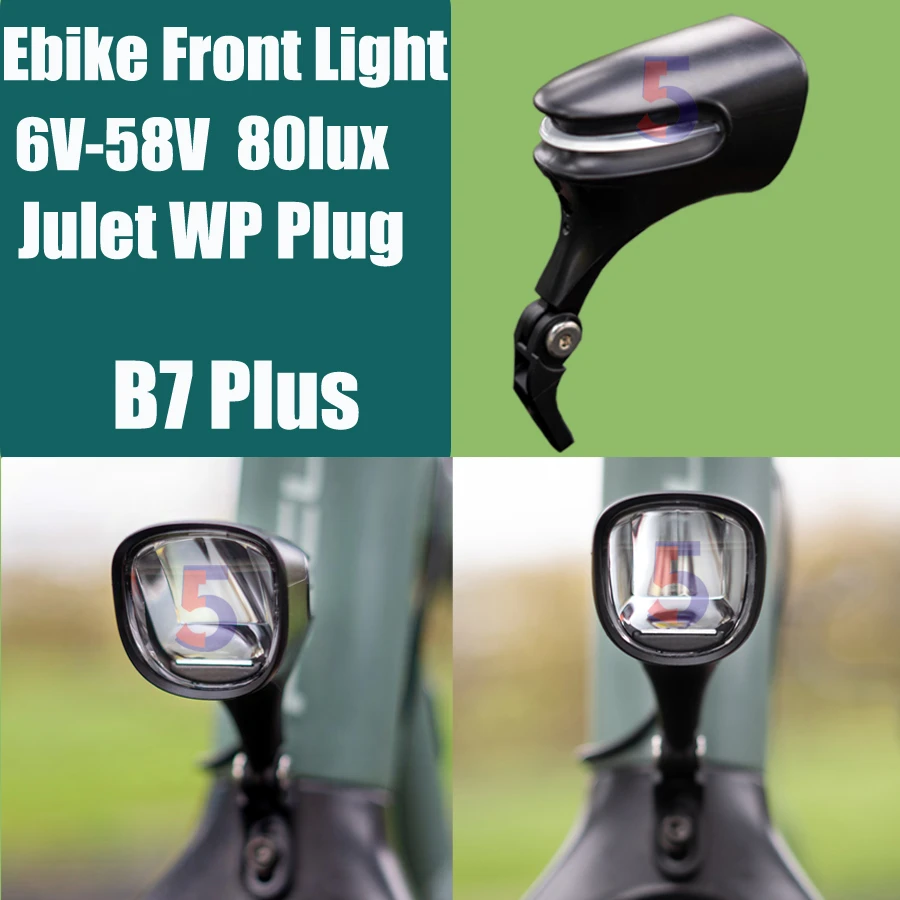 Ebike 6V 58V LED Powerful Front Light+Julet 2Pins WP Plug 80 Lux/100 ...