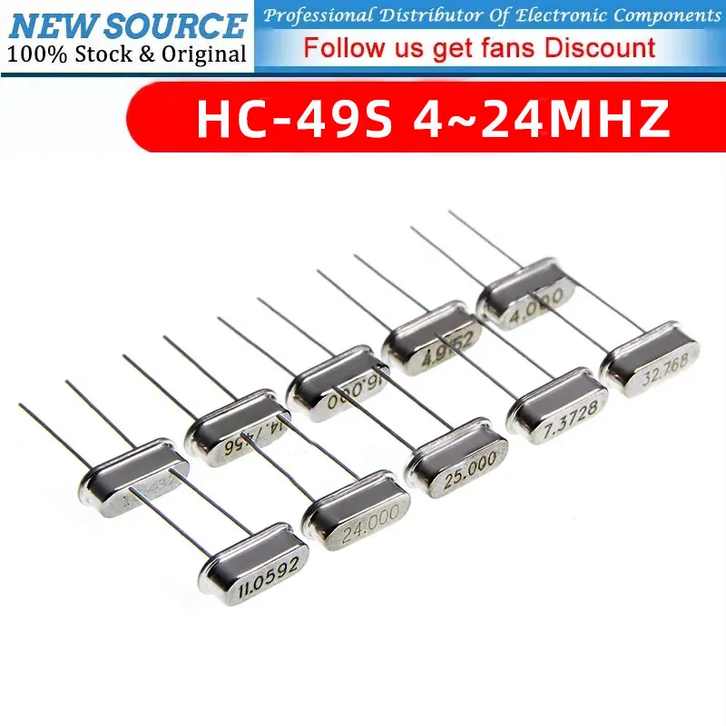 10PCS HC49S 4Mhz 6Mhz 8Mhz 12Mhz 16Mhz 20Mhz 24Mhz 32.768K 32.768K ...
