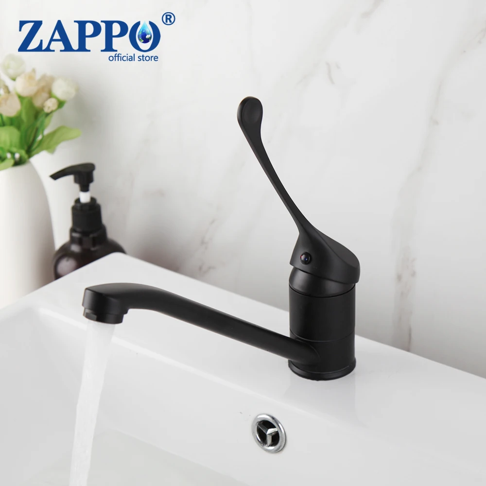 ZAPPO-Black-Hot-Cold-Medical-Long-Handle-Faucet-Laboratory-Hospital ...