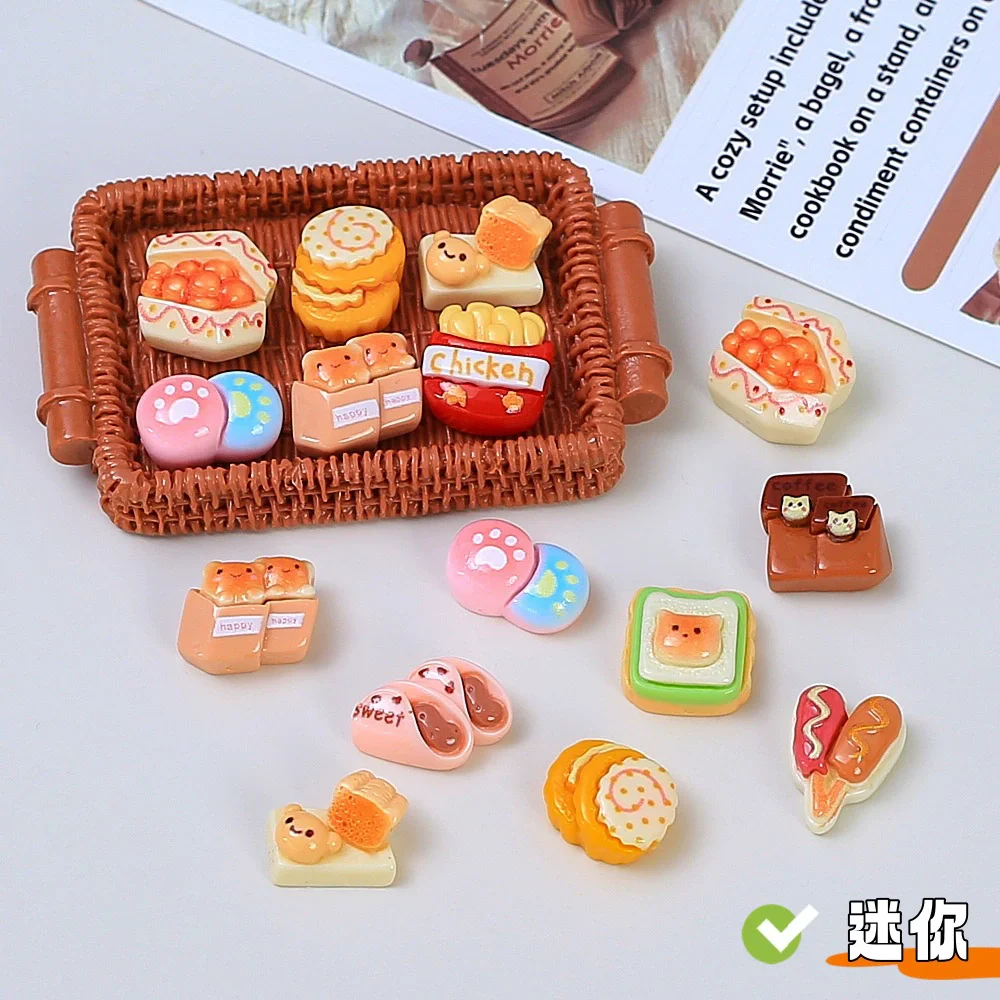10pcs/lot Mini Food Cute Toast Cookies Cake Resin Cabochon Flatbacks ...