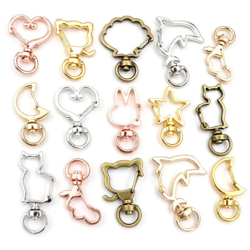 10pcs Cat Heart Snap Hook Trigger Clips Buckles For Keychain Lobster ...