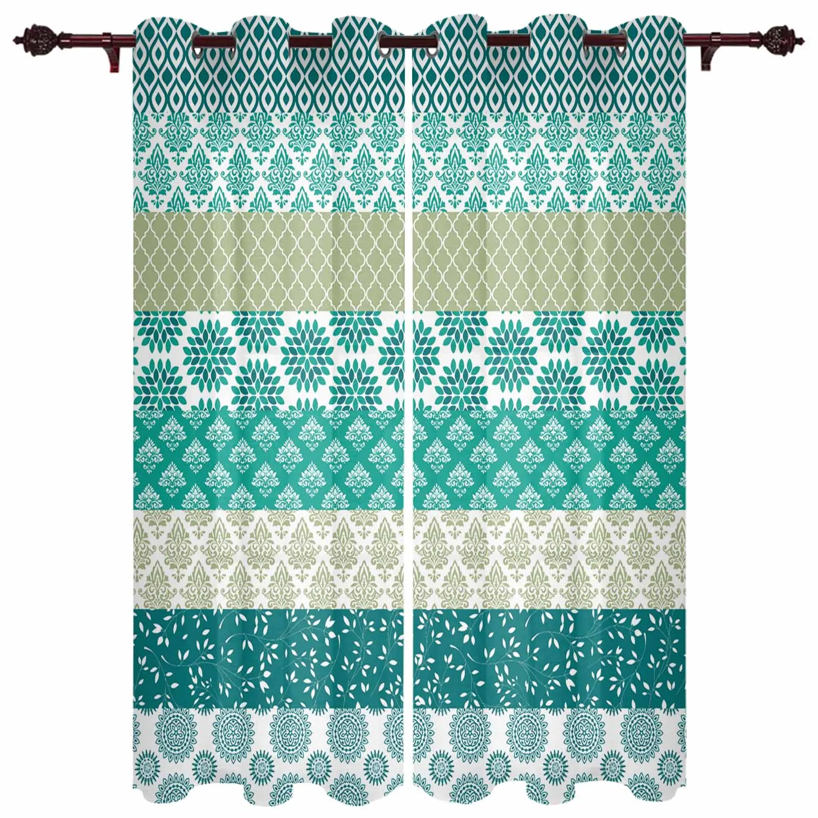 Retro-Pattern-Aqua-Window-Curtains-for-Living-Room-Luxury-Bedroom ...