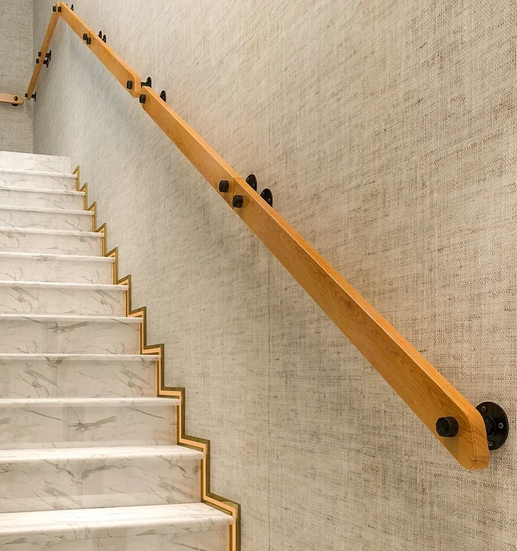 European-style-anti-slip-wall-wooden-staircase-handrail-solid-wood ...