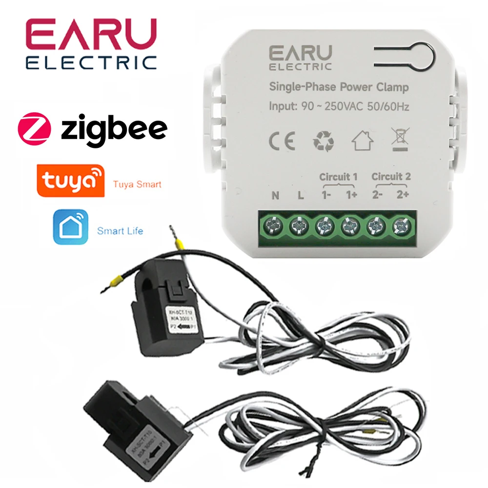Compteur d'énergie bilatéral bidirectionnel Tuya Smart WiFi Zigbee, pince CT KWh, moniteur de ...