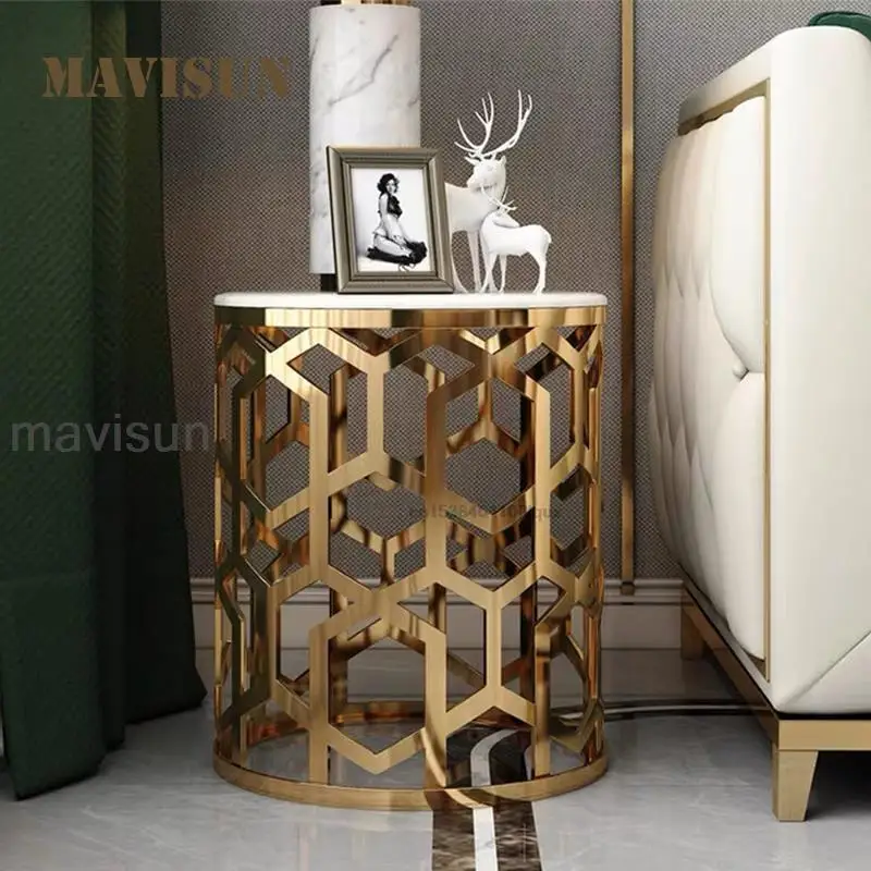 Small-Auxiliary-Service-Tables-Sofa-Round-Side-Table-For-Home-Golden ...