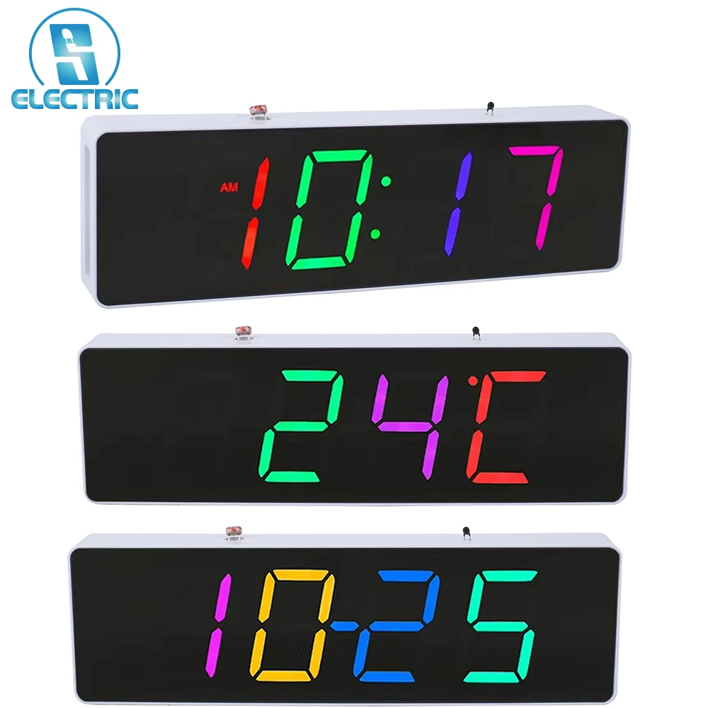 DIY-Soldering-Kit-RGB-Colorful-LED-Digital-Electronic-Clock-Alarm-Clock ...