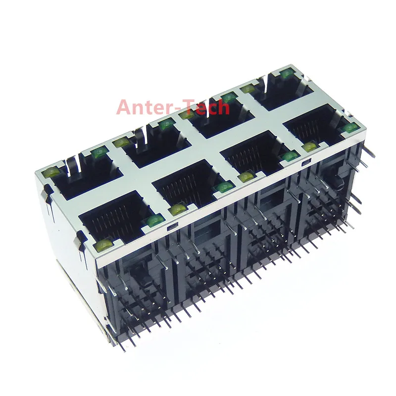 RJ45-2x4-2-4-Stacked-8-Ports-Lighted-Shielded-Modular-PCB-Double-Layer ...