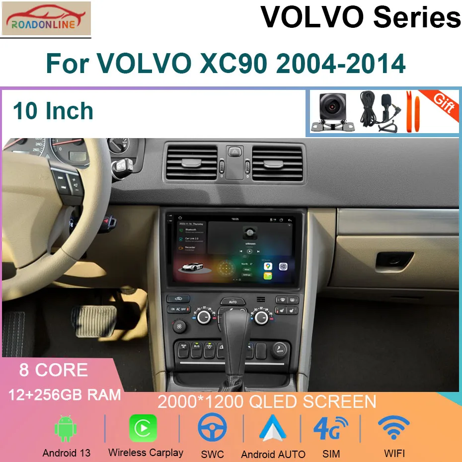 10Inch-12-256Gb-Android-13-Touchscreen-Autoradio-Voor-Volvo-Xc90-2004-2014-Multimedia ...