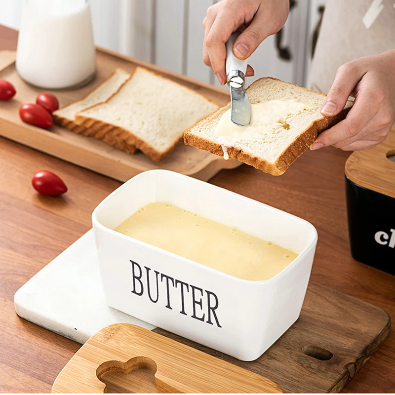 Rectangular-Ceramic-Butter-Box-Sealed-Jar-Butter-Box-With-Knife-Western ...