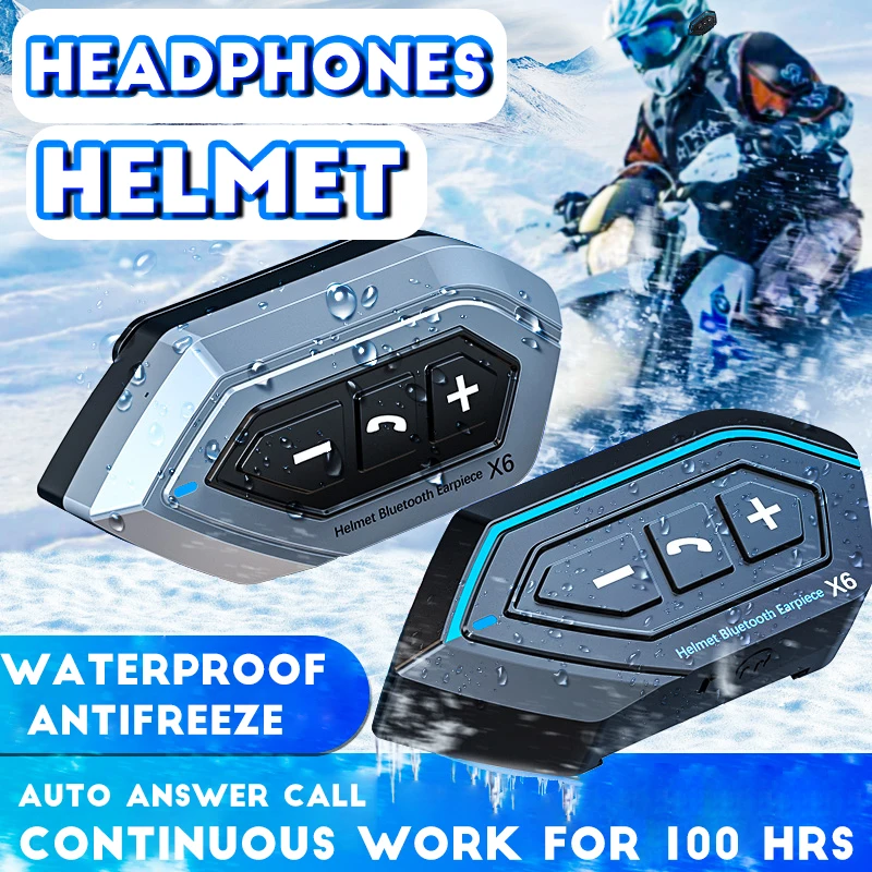 X6-Motorcycle-Helmet-Headset-Bluetooth-Earphone-Wireless-Headset-Hands ...