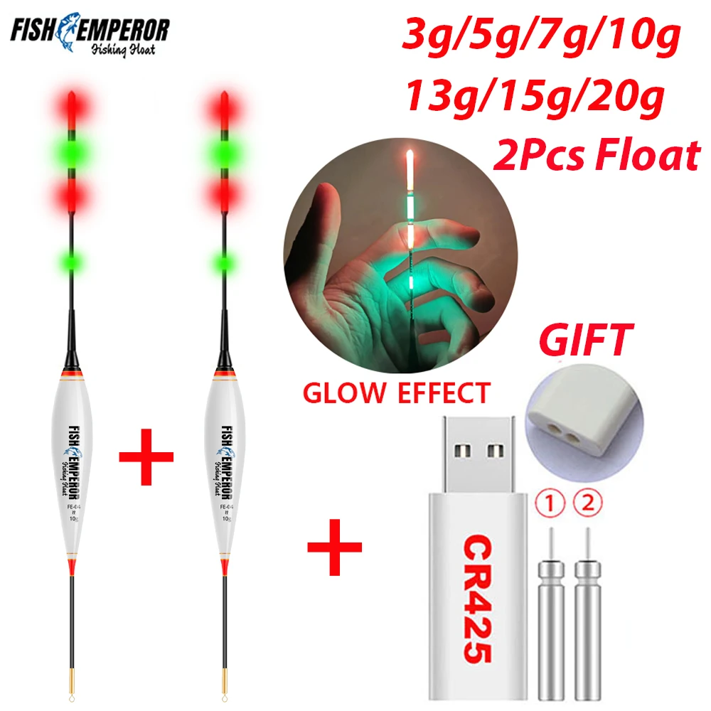 2023 neue 2Pcs Angeln Float Set 3g/5g/7g/10g/13g/15g/20g Led Leucht Float + CR425 Ladegerät ...