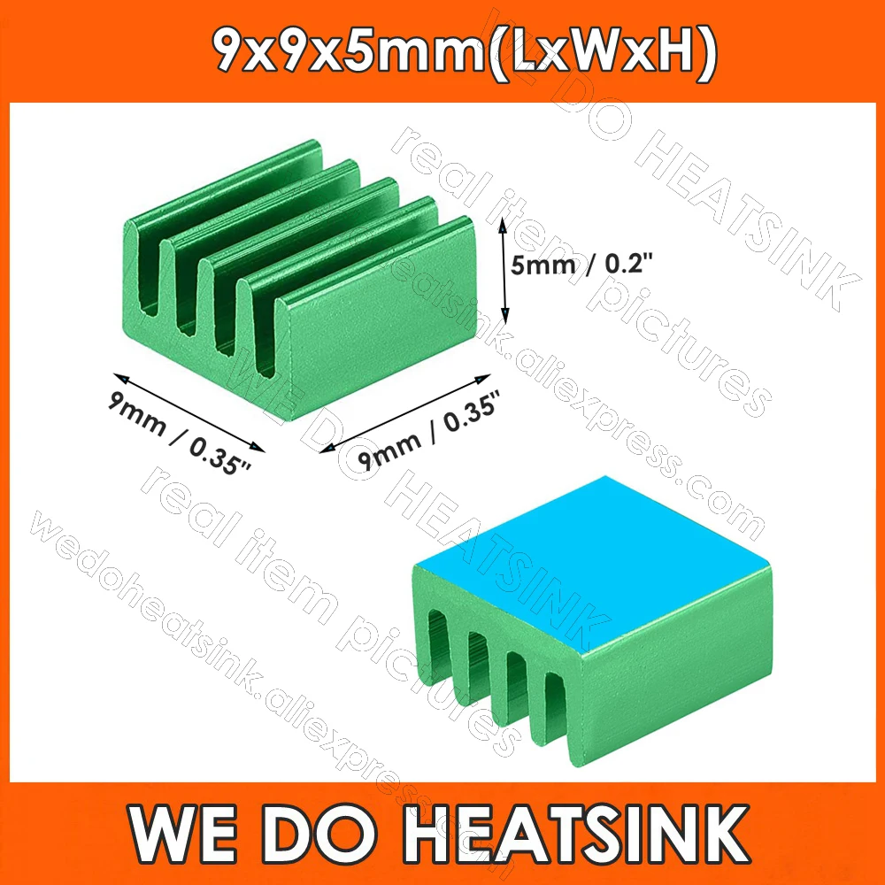 9x9x5mm-Green-Aluminum-Cooler-Heat-Sink-for-Cooling-VRM-Stepper-Driver ...