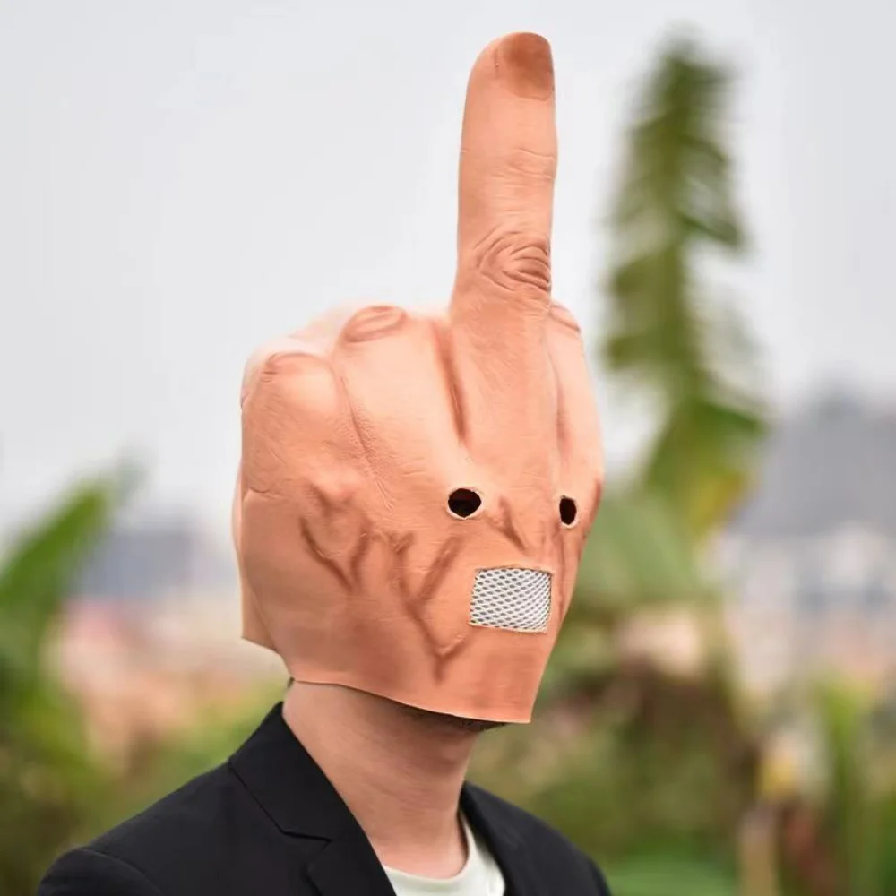 Middle Finger Halloween Full Head Mask Latex Scary Costume Party ...